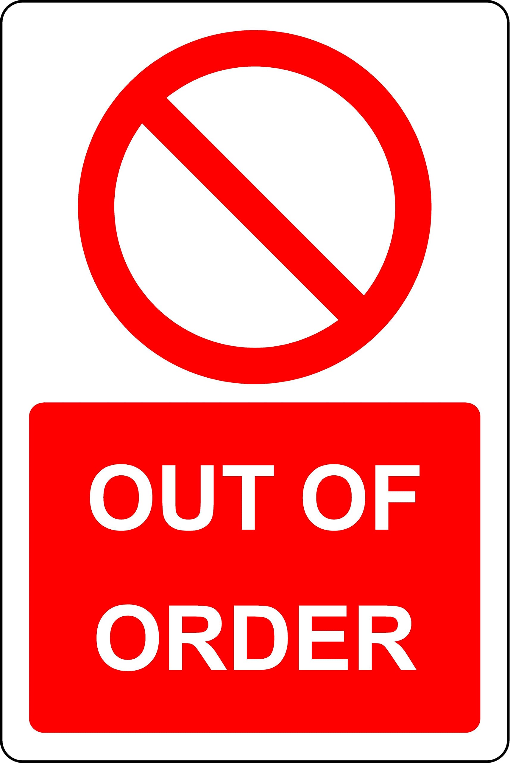 Out of order Sign - 1mm Plastic sign (200mm x 150mm) : Amazon.co.uk ...