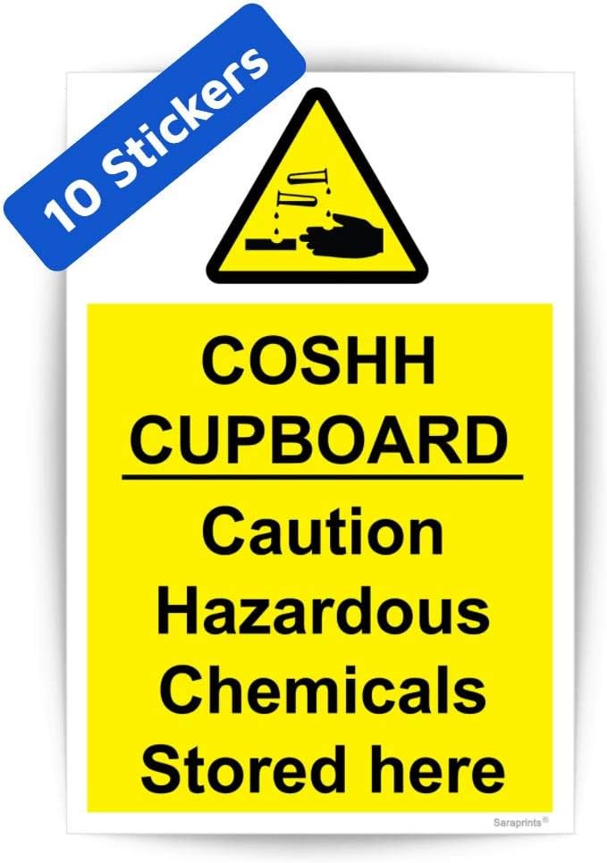Pack of 10 COSHH Sign Self Adhesive Waterproof COSHH Sticker 200mm x ...