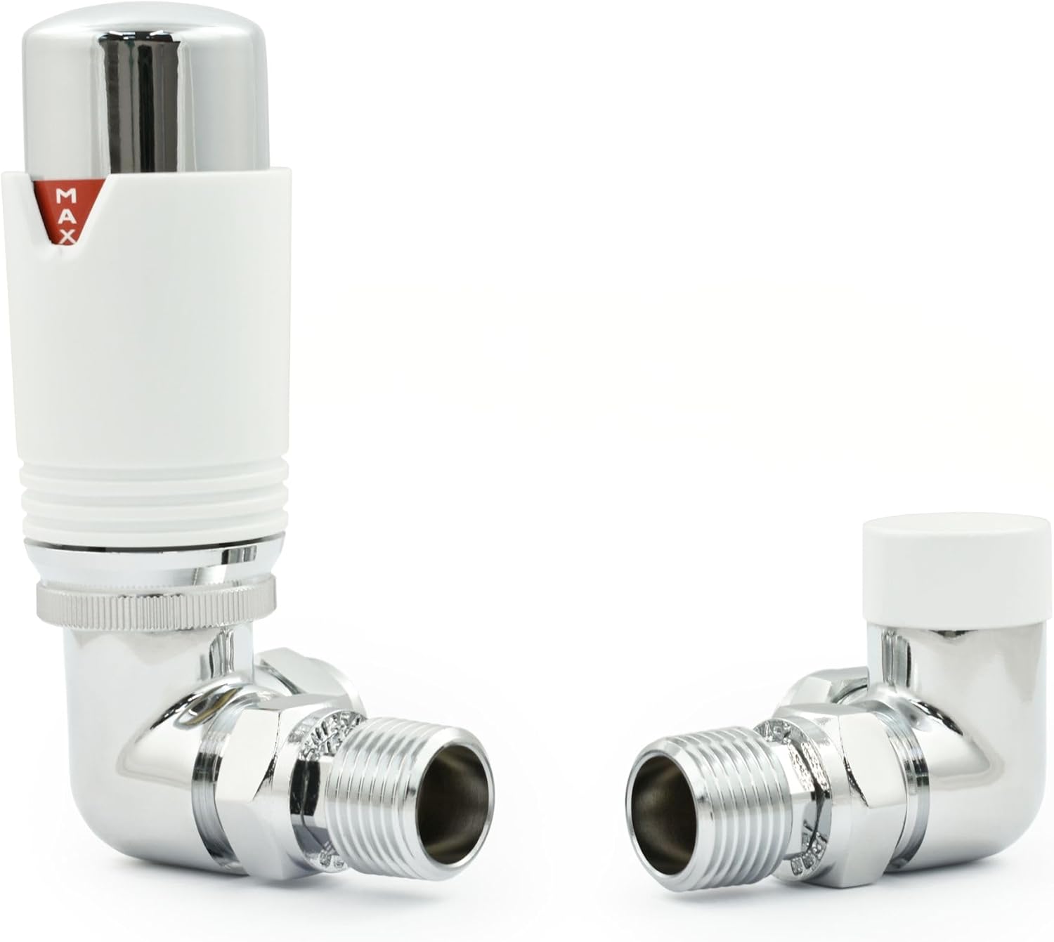 Hot Flow Chrome & White Estuary Corner TRV Thermostatic Radiator Valve ...