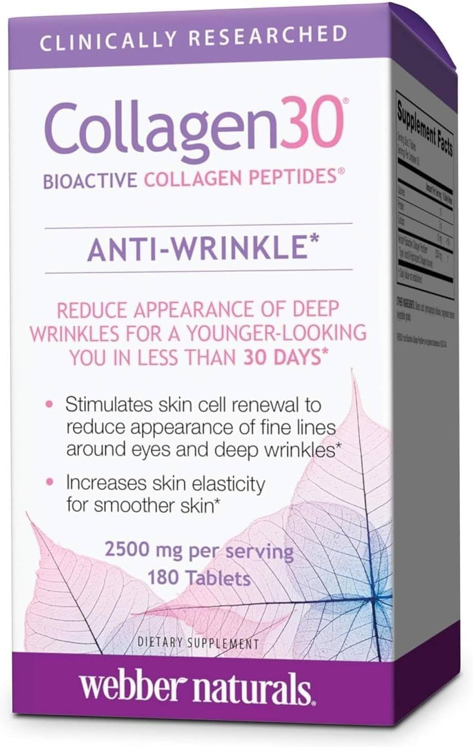 Webber Naturals Collagen30 Anti-Wrinkle, 2,500mg of Bioactive Collagen ...