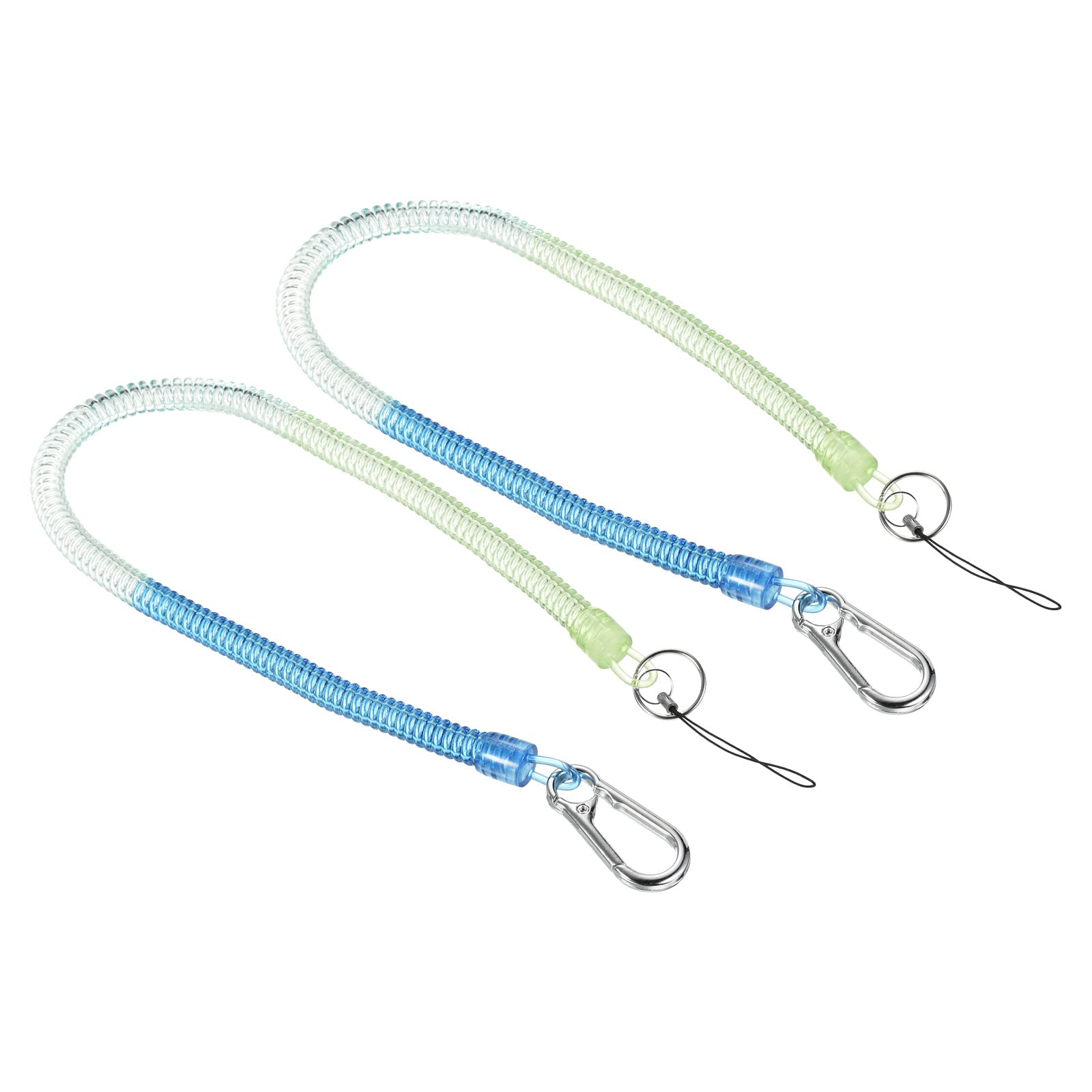 PATIKIL Retractable Coil Spring Keychain Clasp with Big Key Ring 260mm ...