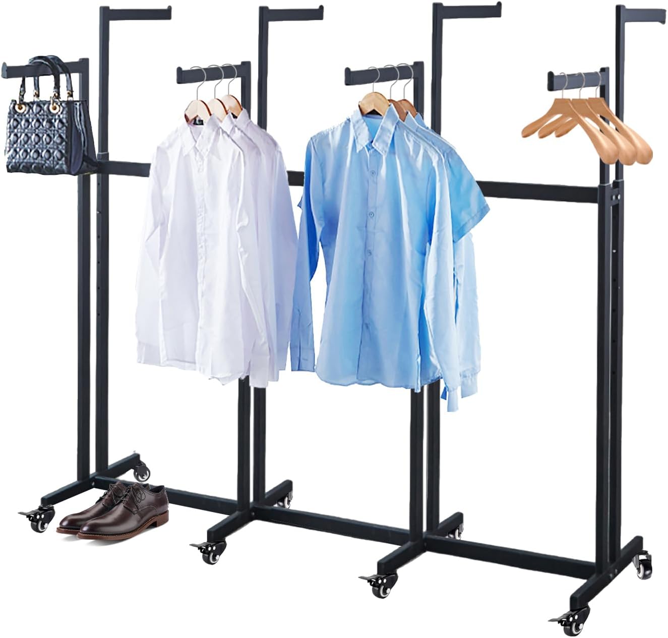 Amazon.com: FKKPRVAX Floor Standing Metal Garment Rack - Heavy Retail ...