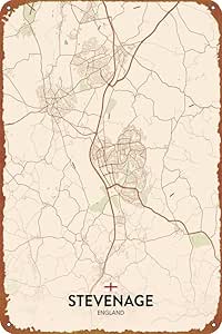 Amazon.com: KIVYYB Stevenage UK Map Posters Metal Plaque Tin Sign ...