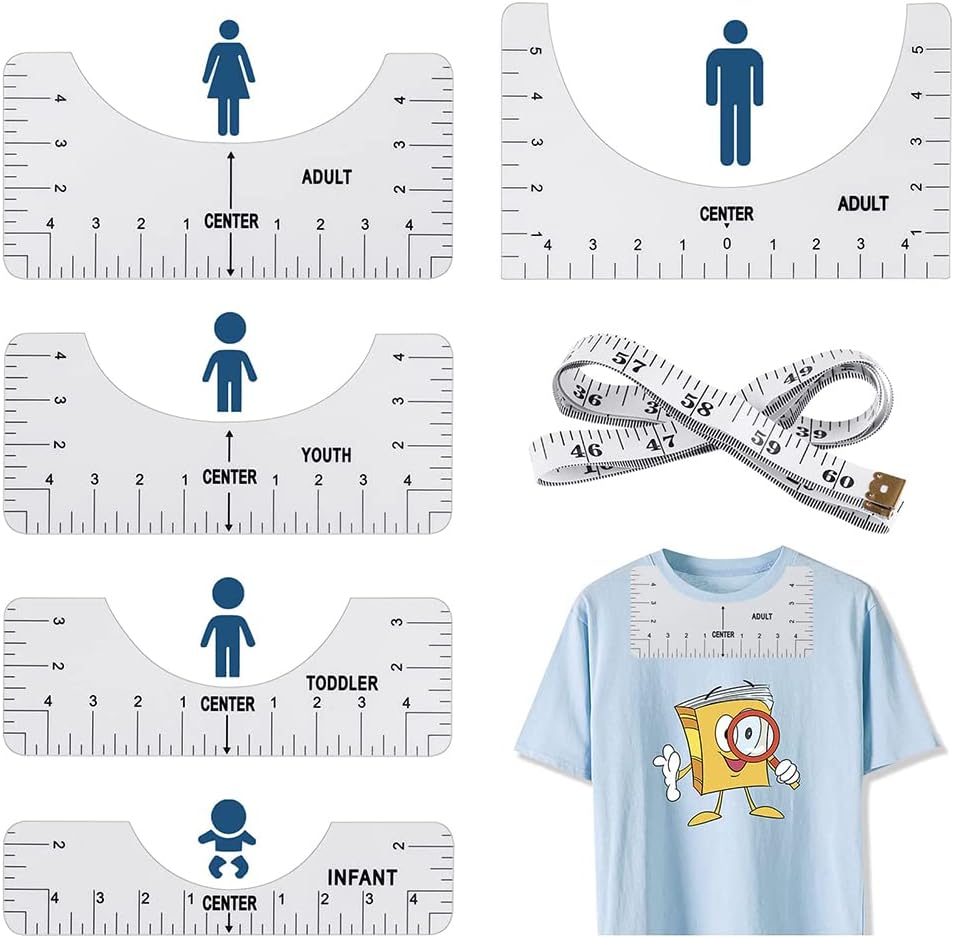 YiyuanHe 5PCS T-Shirt Alignment Rulers, Center Design Guide Tool for ...