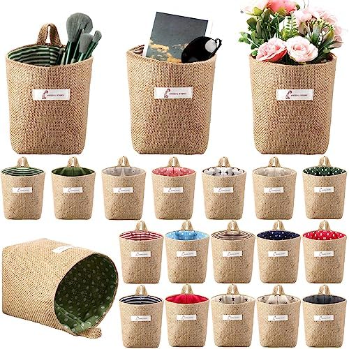 Amazon.com: 9 Pieces Mini Wall Hanging Storage Bags Small Cotton Linen ...