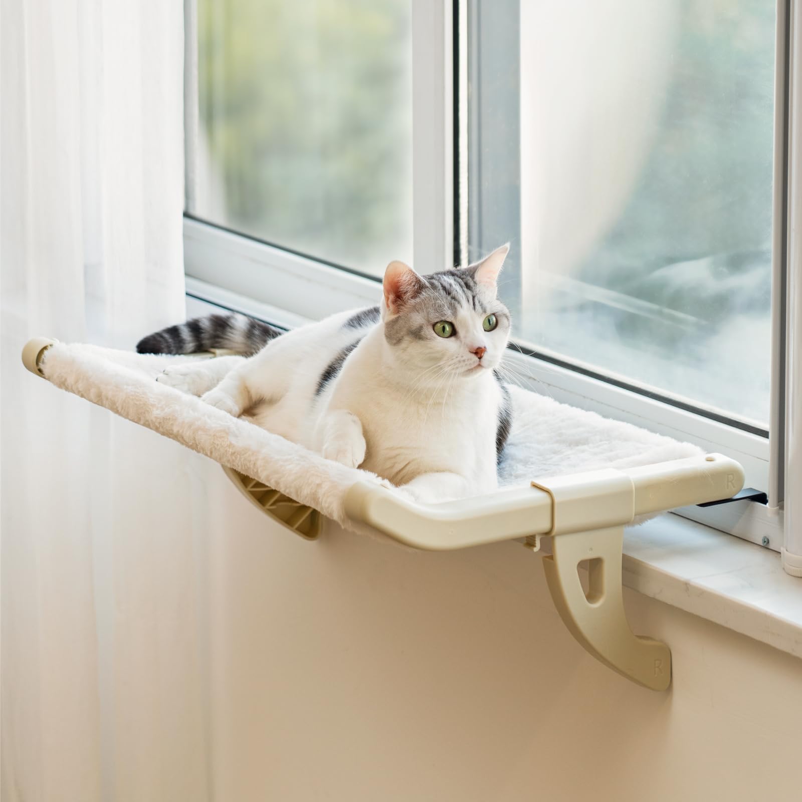 MEWOOFUN Cat Window Sill Perch for Indoor Cats, One-Step Sliding ...