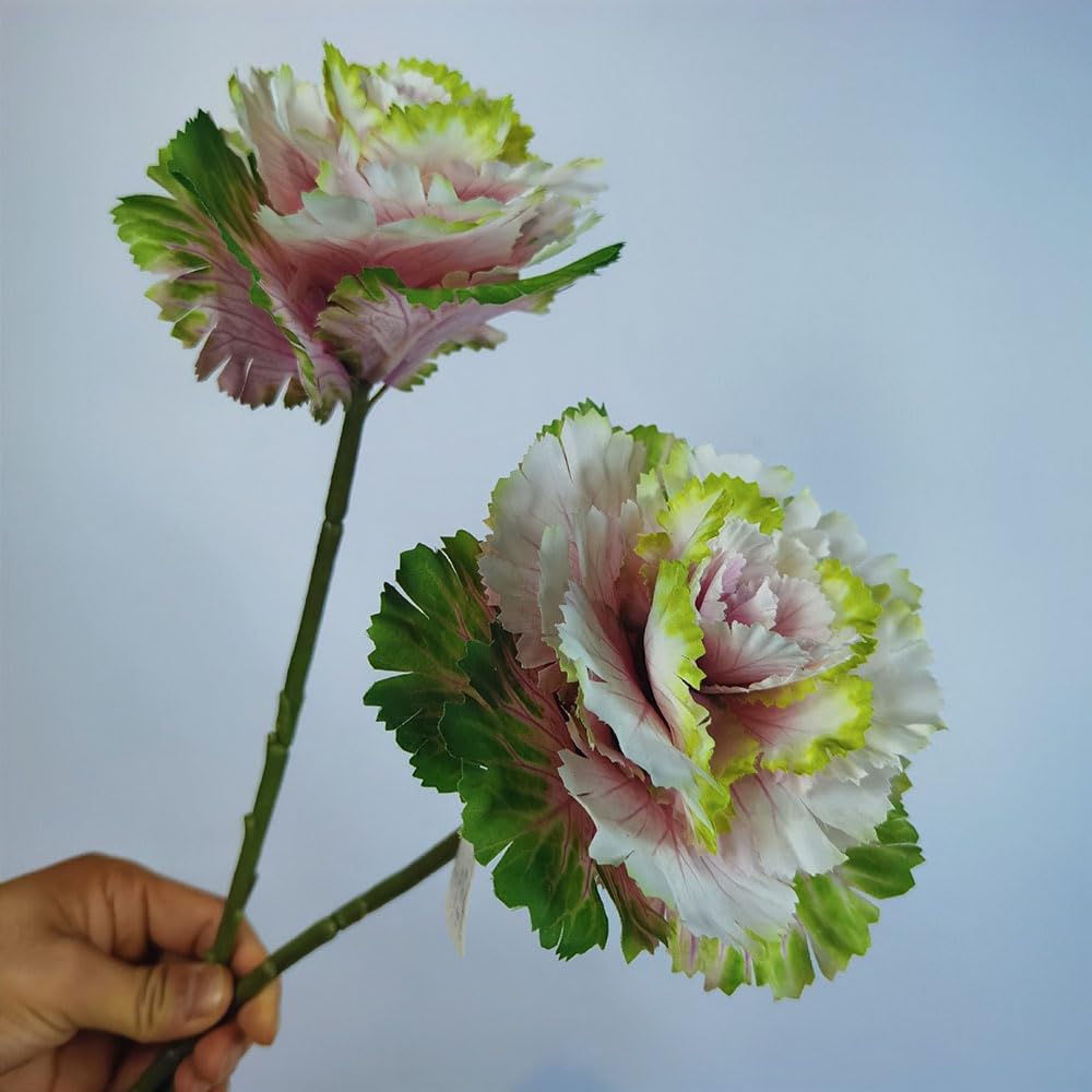 Amazon.com: 2Pcs Artificial Faux Cabbage Rose Flowers Stems Fake Silk ...