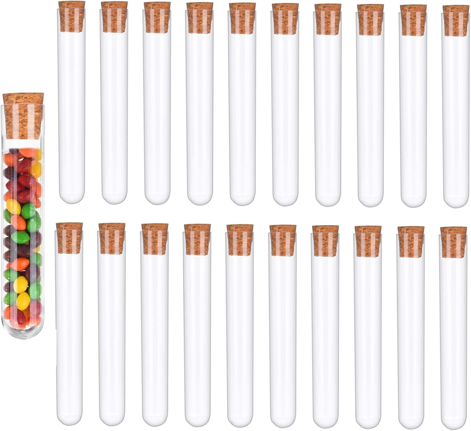 Xinzistar 50 PCS Plastic Test Tubes, Clear Plastic Test Tubes with Cork ...
