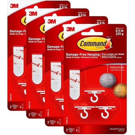 Amazon.com: Command Ceiling Hooks, Total 12 Hooks with 16 Command ...