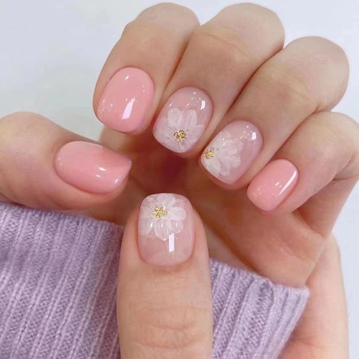 Amazon.com: 24 Pcs Blue Glitter Press on Nails Medium Square - WLGDLH ...