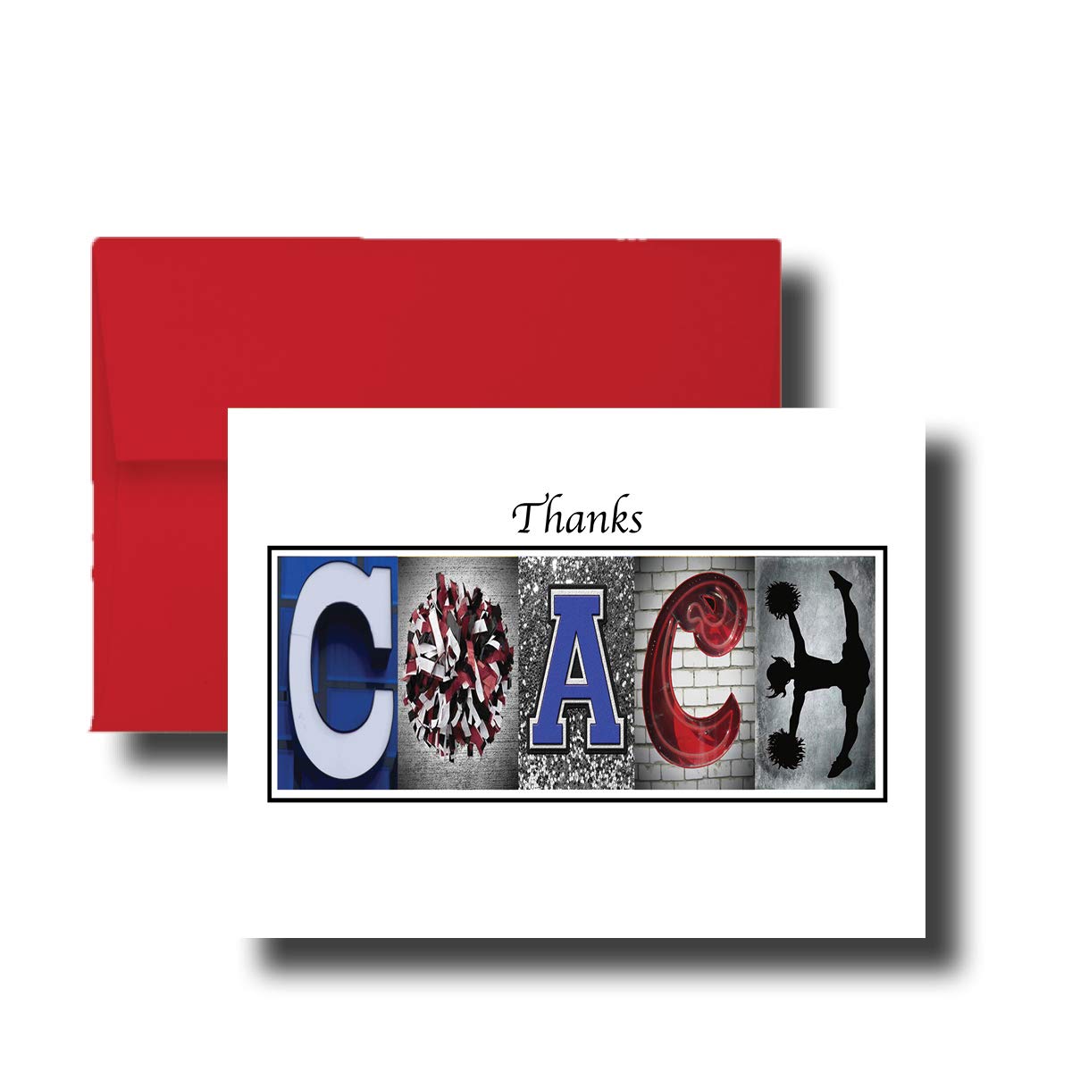 Amazon.com: Personalized Cheerleading Red Blue Coach Thank You Card, 5 ...