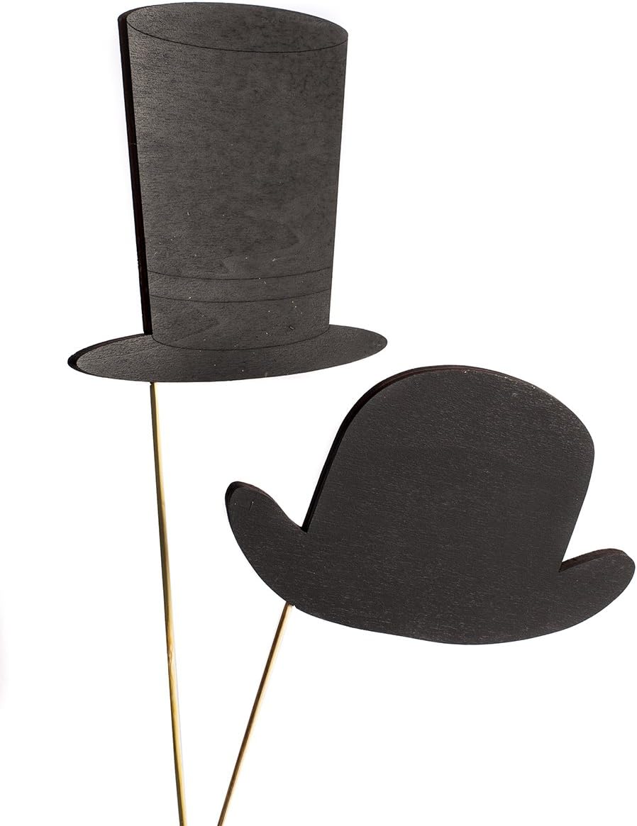 Wooden Hats on Sticks Photo Booth Props (4 per Set) : Amazon.co.uk ...