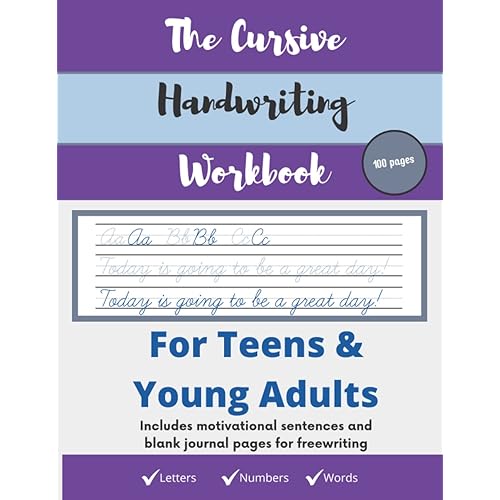 Snapklik.com : Cursive Handwriting Workbook For Teens And Young Adults: A Cursive Writing ...