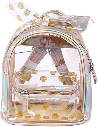 Girls Mini Clear Backpack Transparent Casual Daypack Bookbag Glitter ...