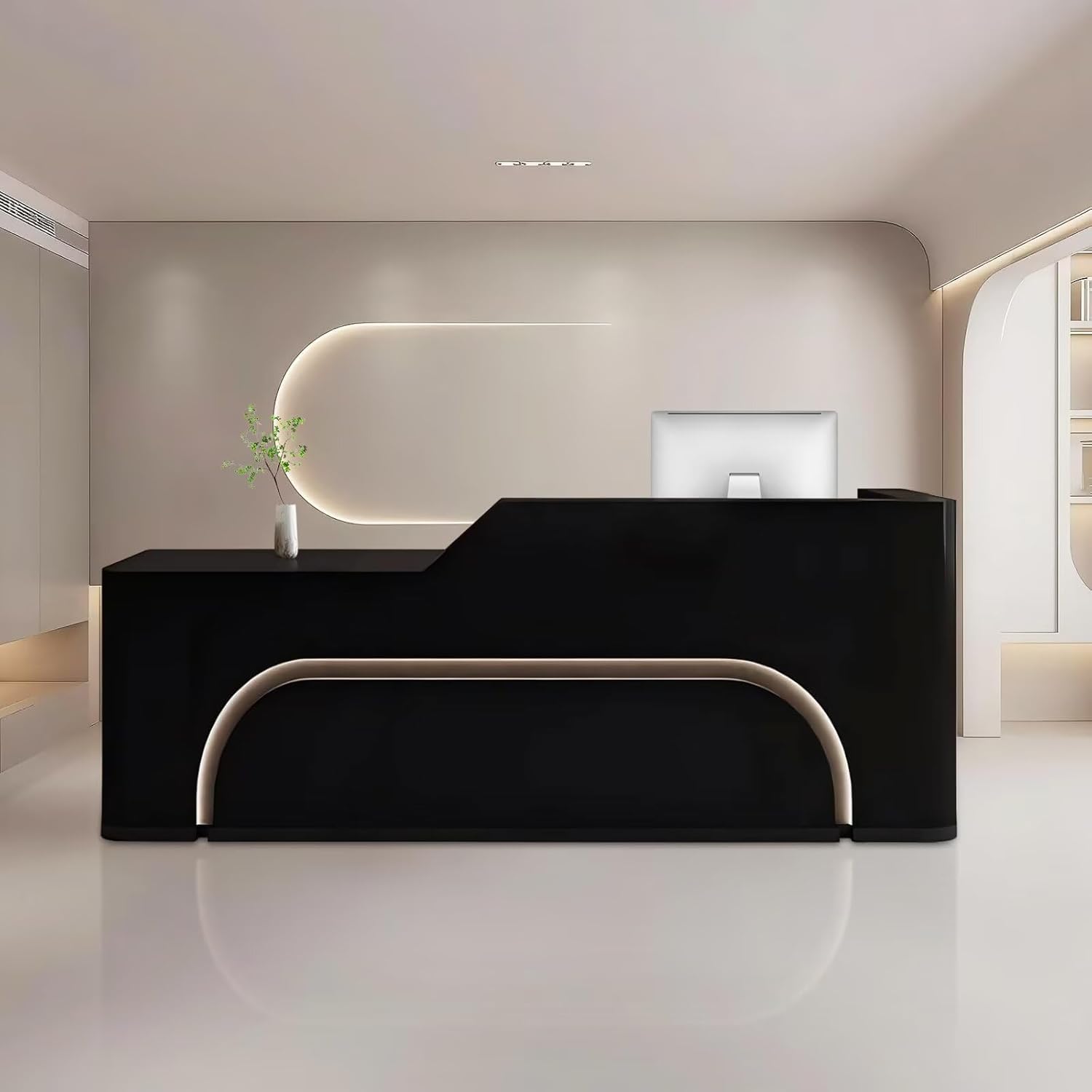 Amazon.com: Modern Wooden Reception Desk with Counter High-Low ...