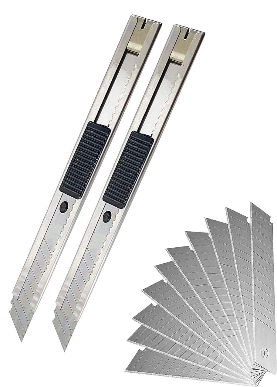 QALAM KAARI Heavy Duty Stainless Steel 9 mm 2 Pics Cutter Knife with 10 ...