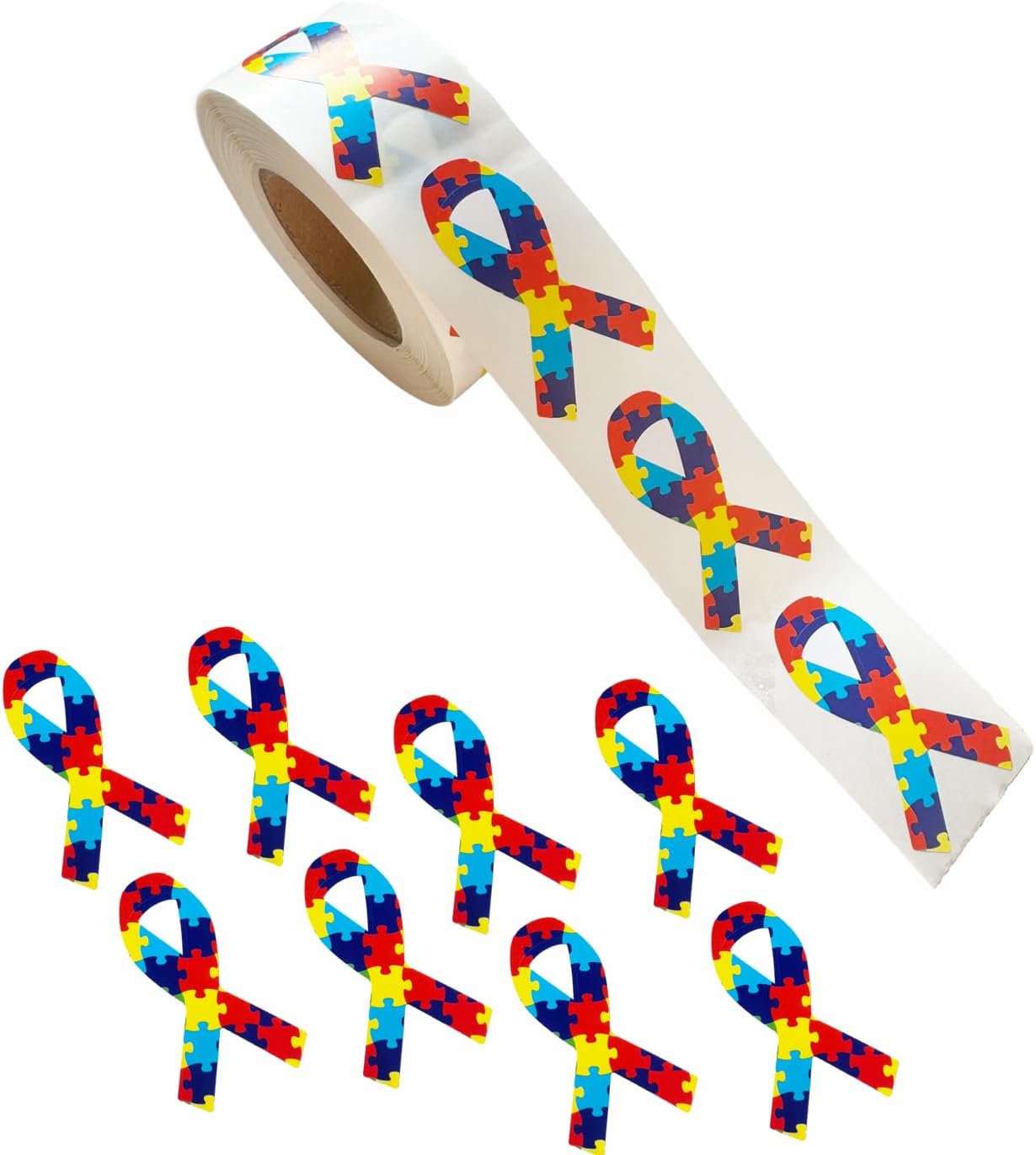 Amazon.com: 500PCS Autism Ribbon Shaped Stickers for Autism/Asperger's ...