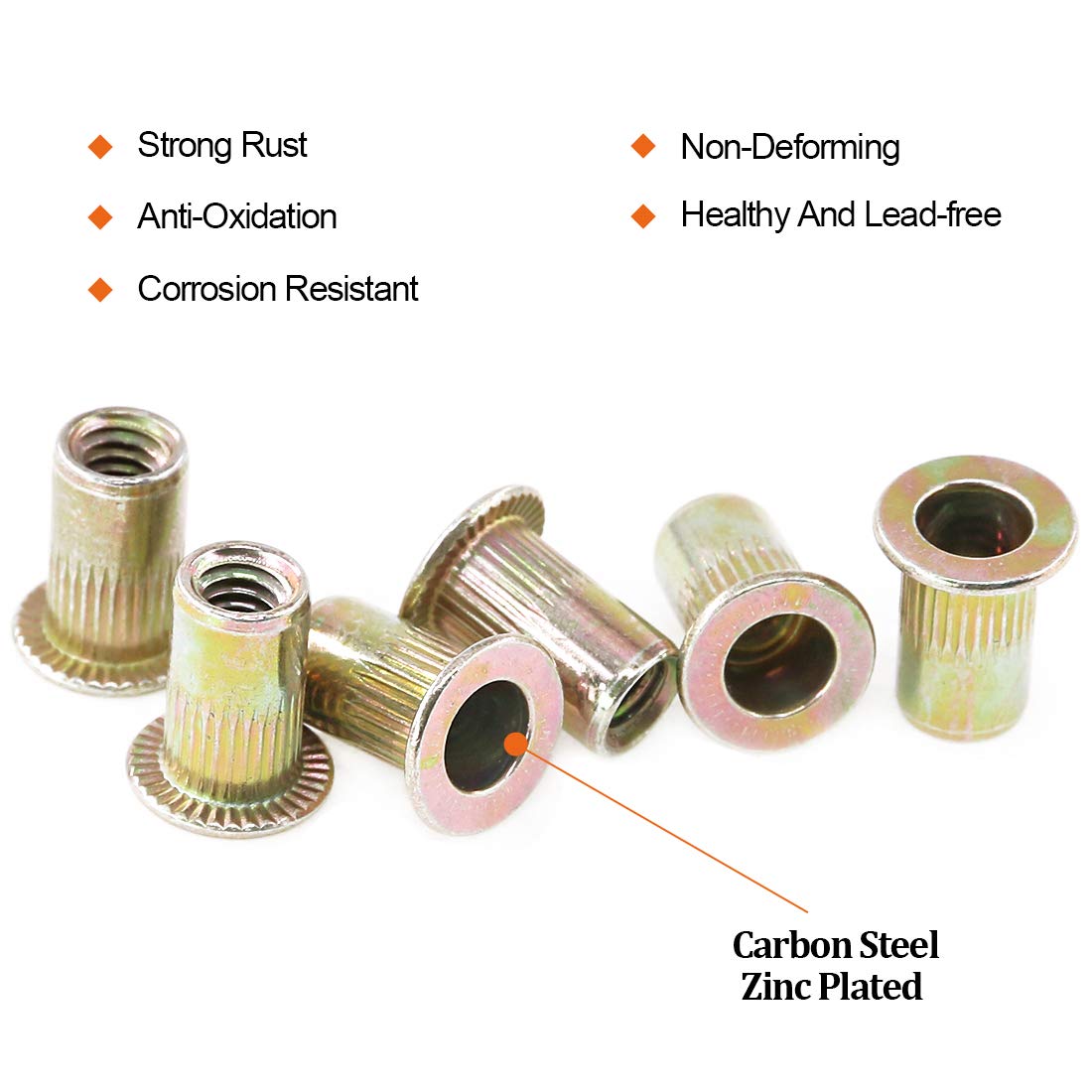 Snapklik.com : 120-Pcs #8-32UNC Mixed Zinc Plated Carbon Steel Rivet ...