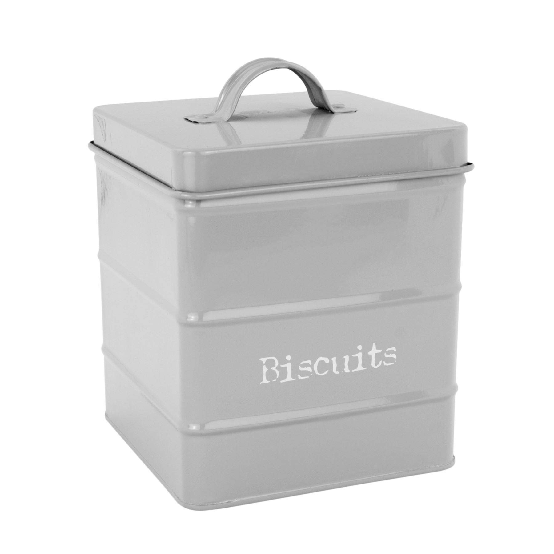 Harbour Housewares Vintage Biscuit Tin - Grey - Metal Kitchen Biscuit ...
