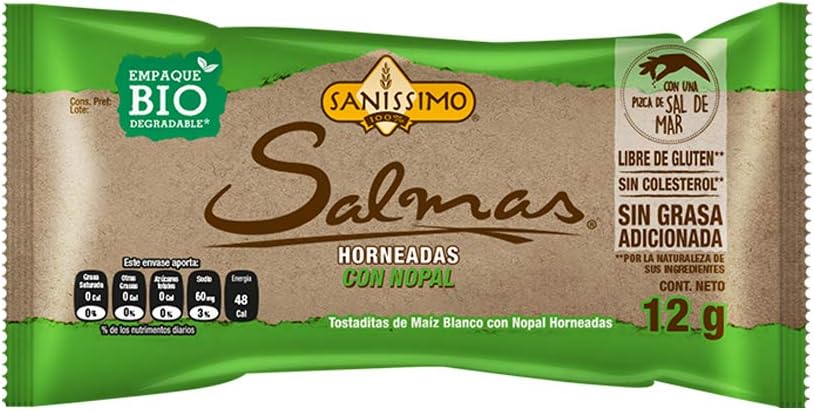 Sanissimo, Salmas con Nopal. 100 paquetes de 12 gramos cada uno, 1.2 ...