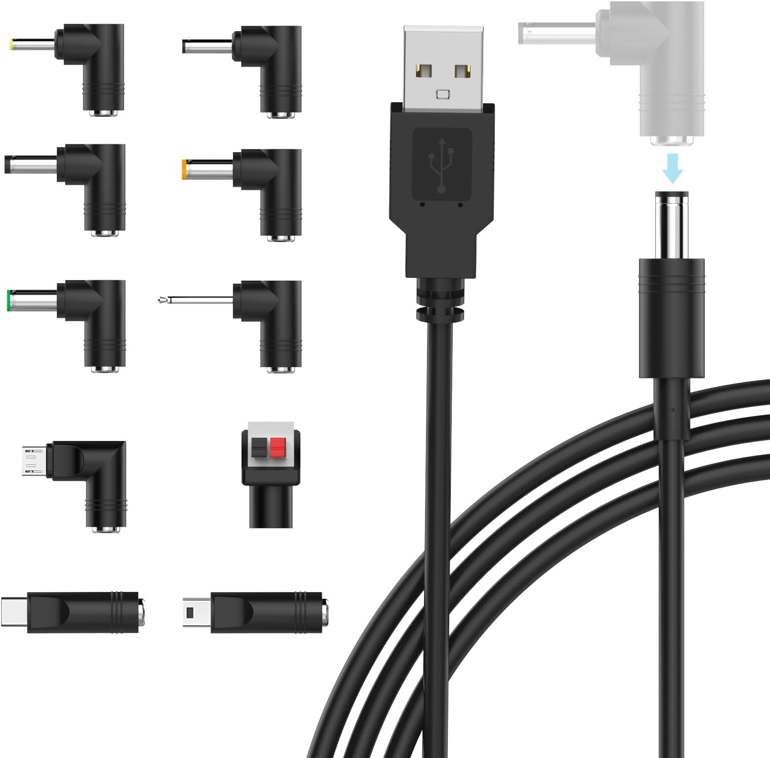 Amazon.com: aceyoon 5V DC Power Supply 3ft, 4 Pack USB to 5.5mm x 2.1mm ...