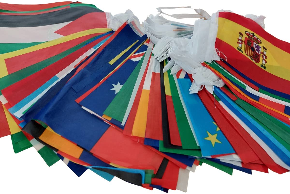 NWFlags World Country Mixed Bunting (55m) – 200 Flags – TopToy