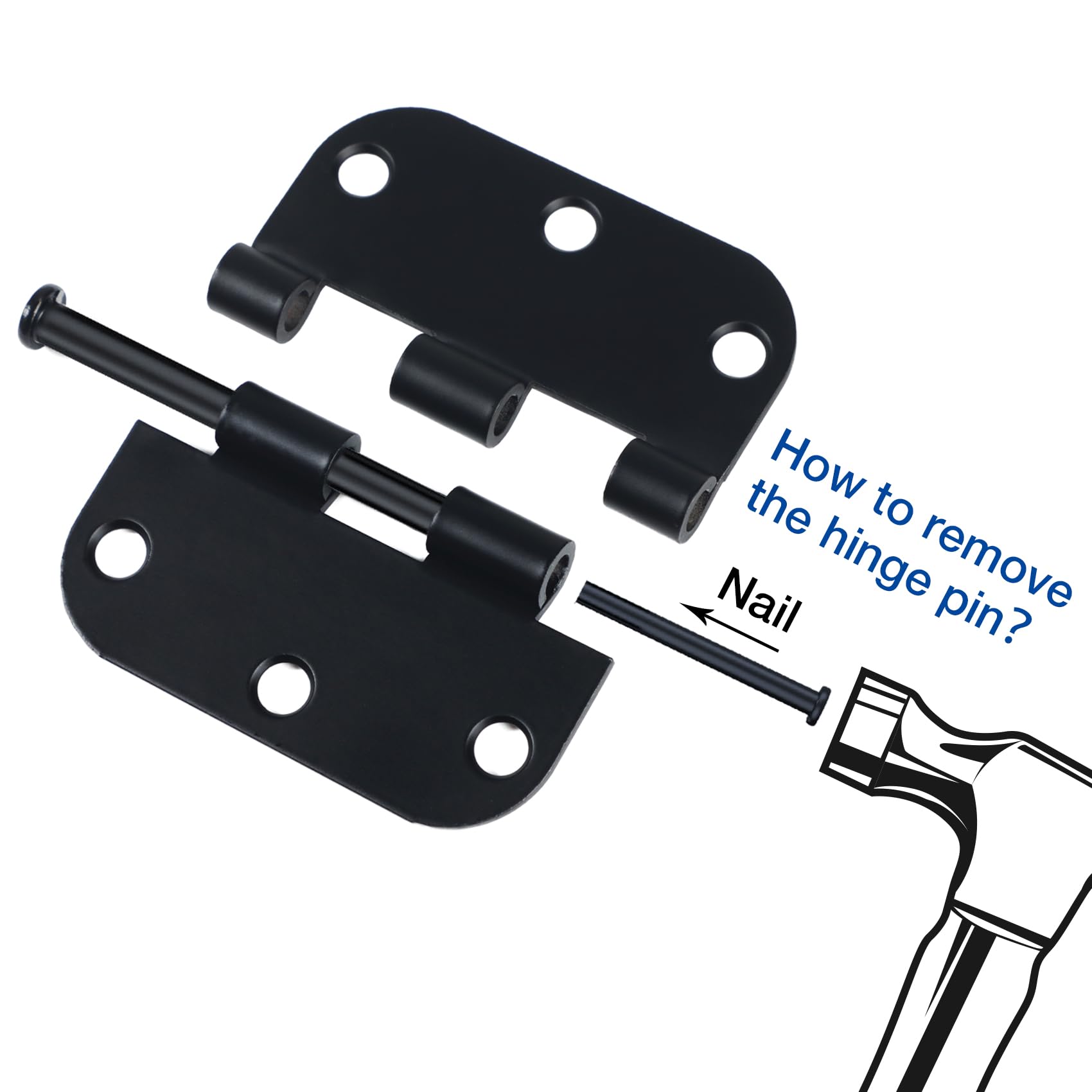 Snapklik.com : 12 Pack 3 Inch Hinges Rounded Matte Black Door Hinges ...
