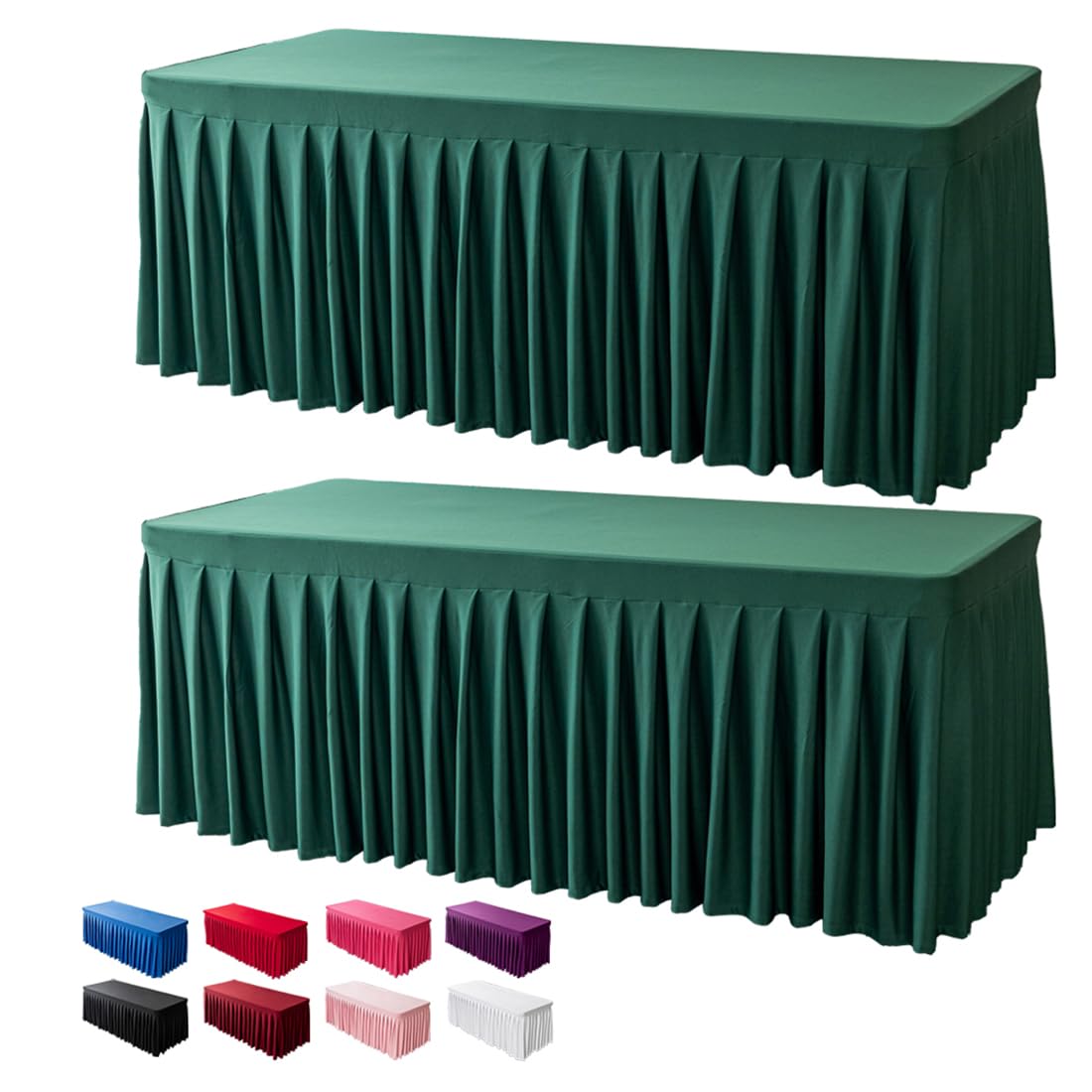 Amazon.com: Tina 2 Pack Table Skirts for Rectangle Tables, Hunter Green ...