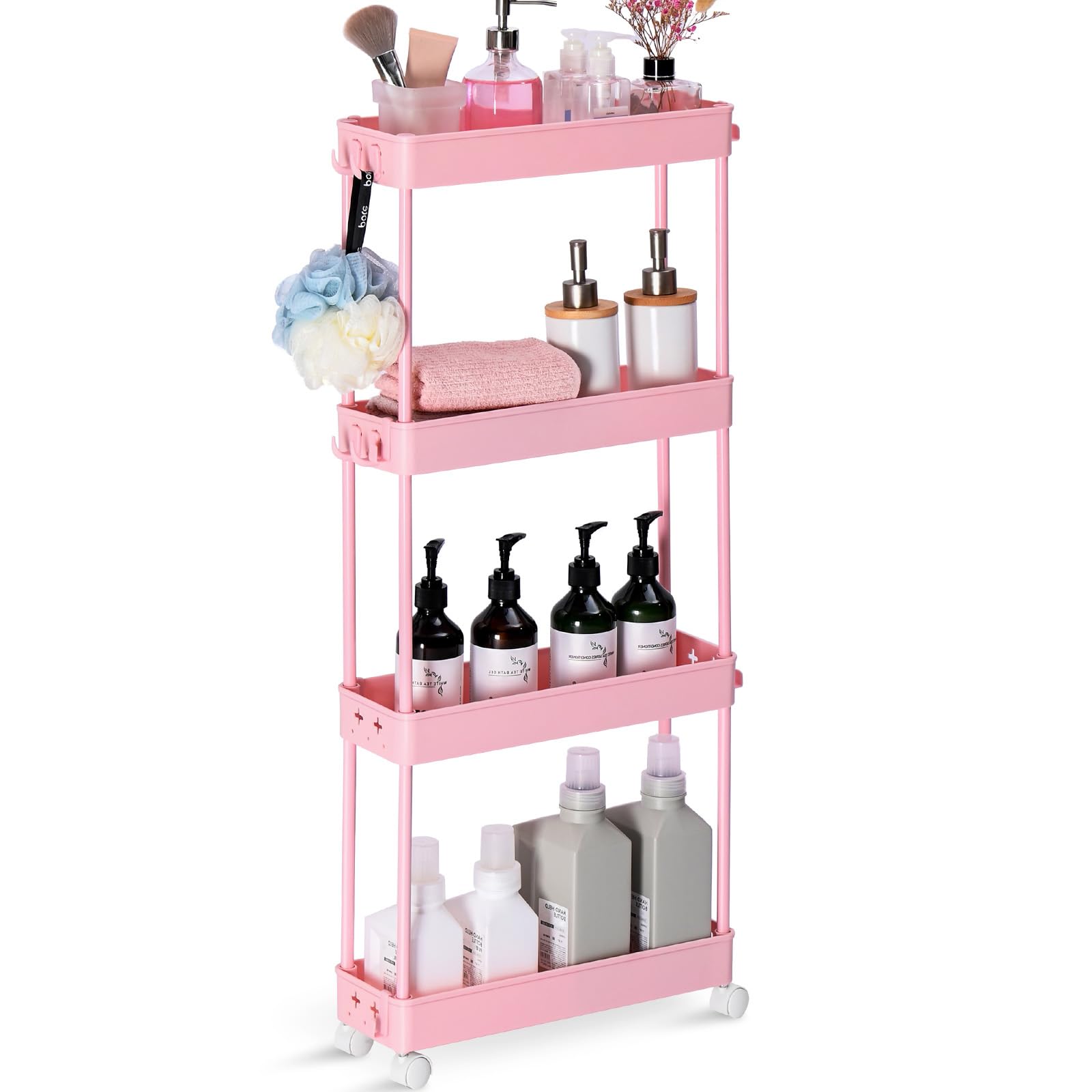 Snapklik.com : TOOLF Slim Rolling Storage Cart, 4 Tier Utility Cart On ...