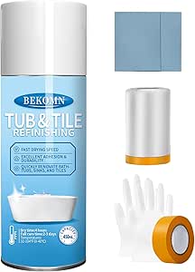 Amazon.com: BEKOMN Tub and Tile Spray Paint White,450ml,Bathtub Refinishing Kit for Porcelain ...