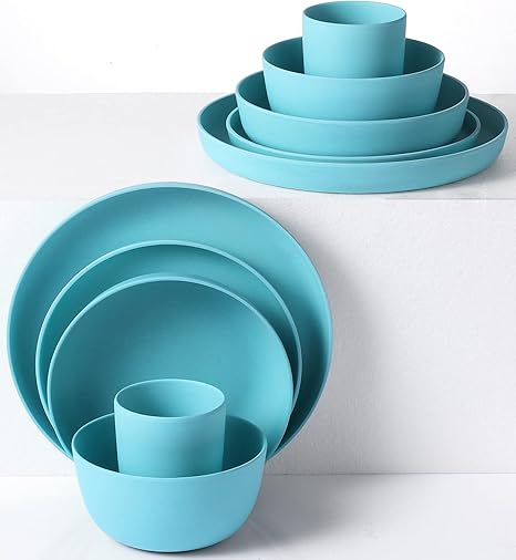 Amazon.com | LEKOCH 10-Piece Bamboo Fiber Dinnerware Set,Eco-friendly ...