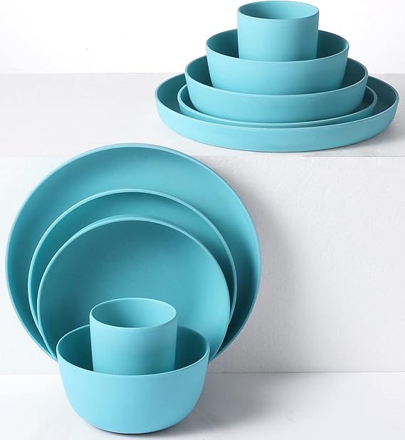 Amazon.com | LEKOCH 10-Piece Bamboo Fiber Dinnerware Set,Eco-friendly ...