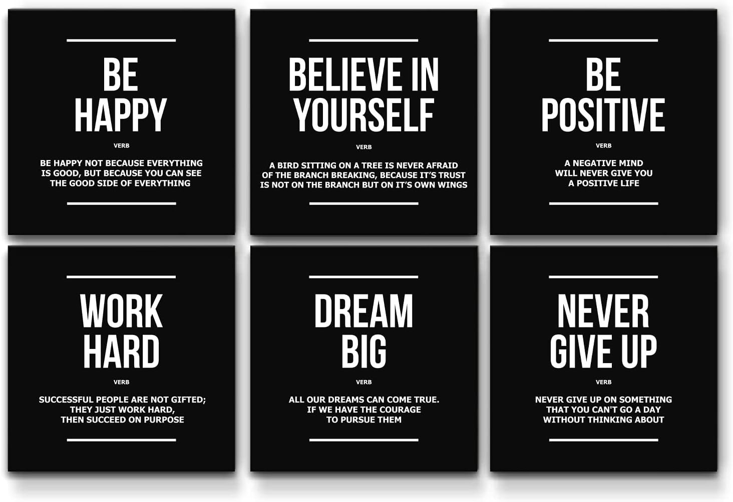 Amazon.com: 6x Motivational Wall Art Canvas Prints Office Decor, Dream ...