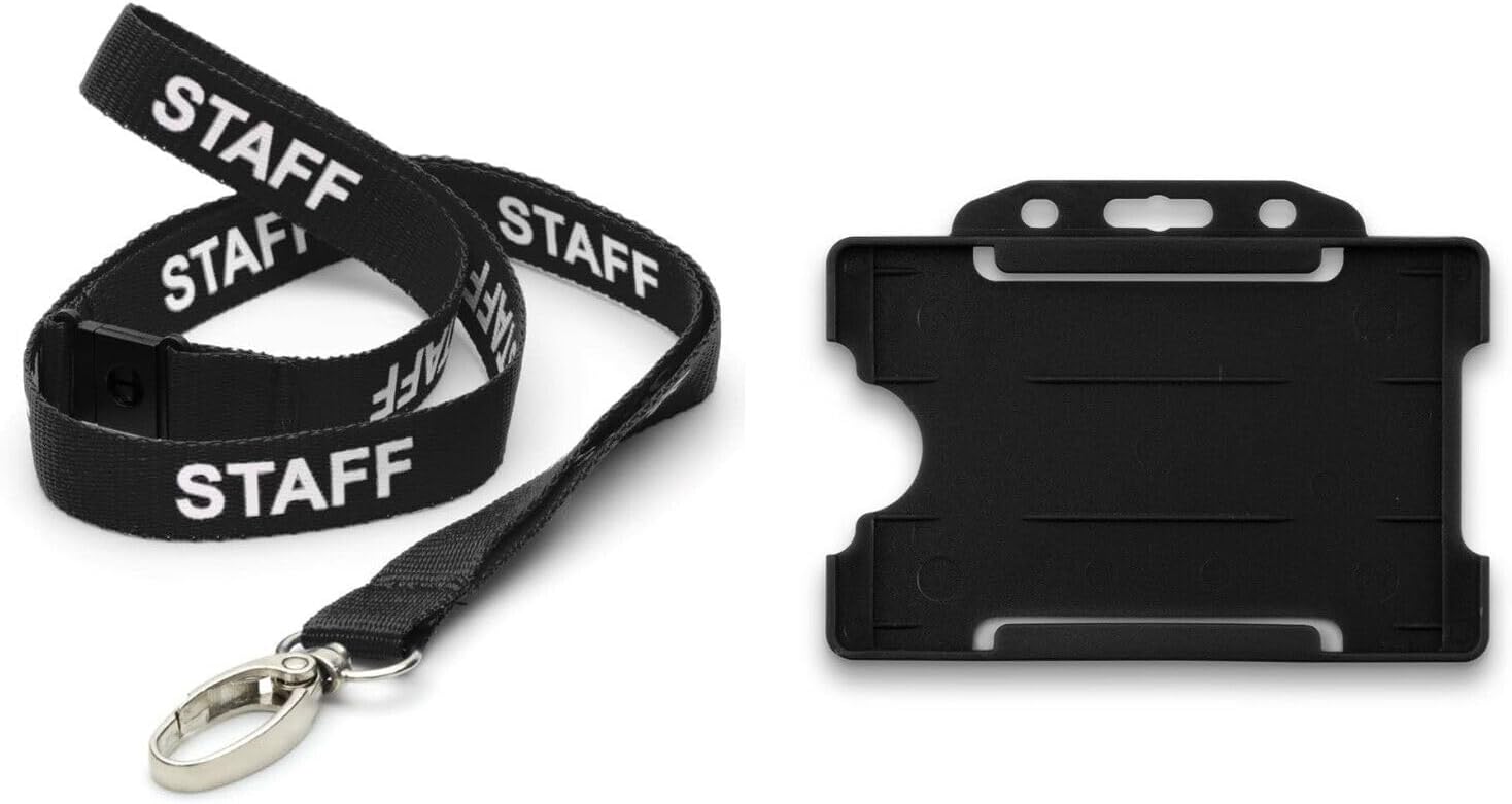 ID Card It ID Card Pass Badge Holder Enclosed Horizontal & Staff Neck ...