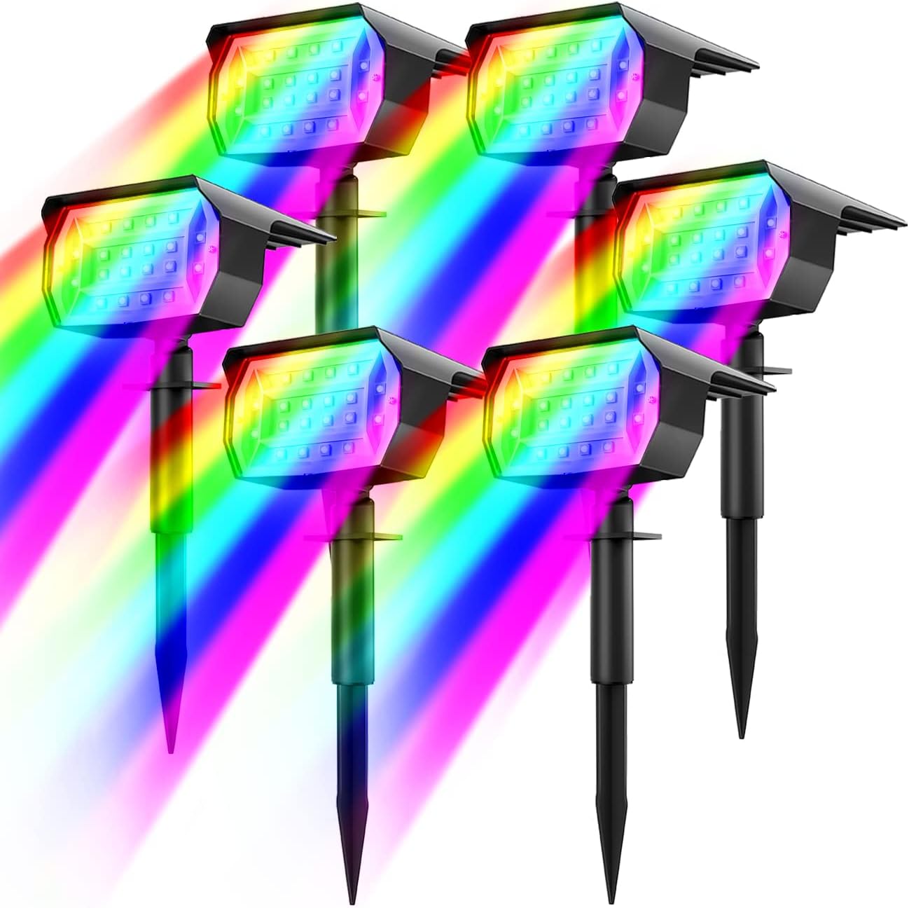 Consciot Solar Spot Lights Outdoor, 16 LEDs IP67 Waterproof Color ...