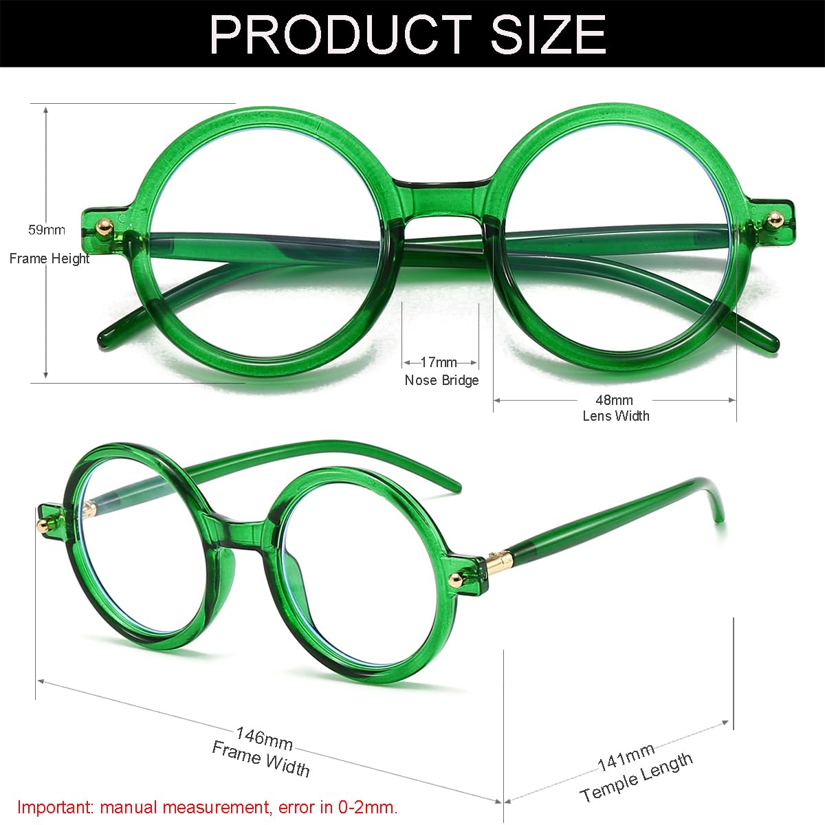 Snapklik.com : NIDOVIX Round Blue Light Glasses For Women Men Retro ...