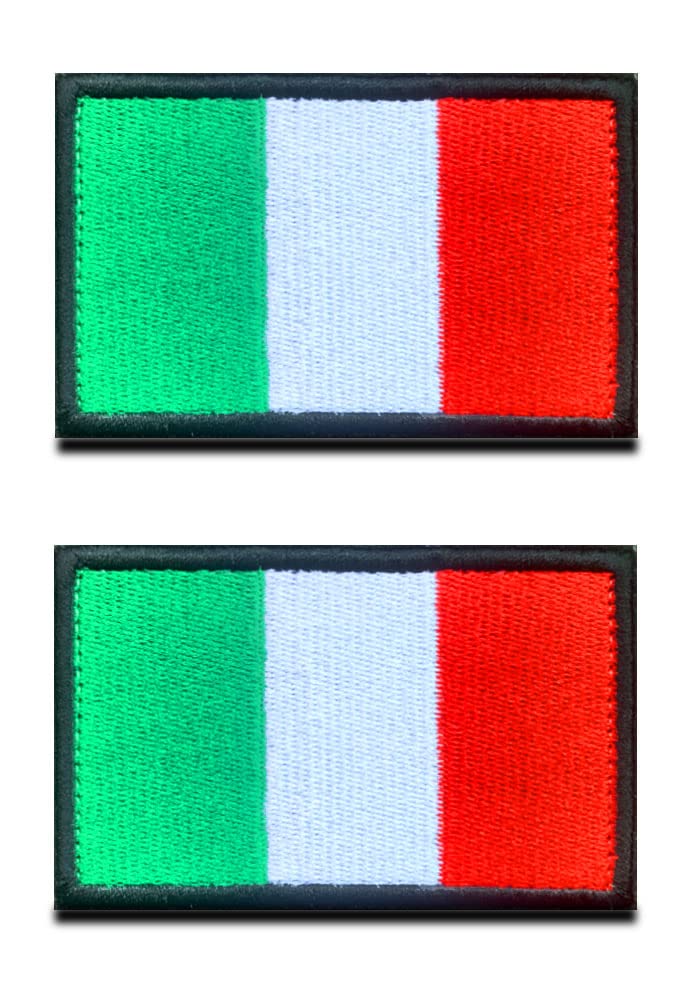 2 Pieces Italy Flag Patches Embroidered Tactical Military Italian IT National Appliqué Emblem ...