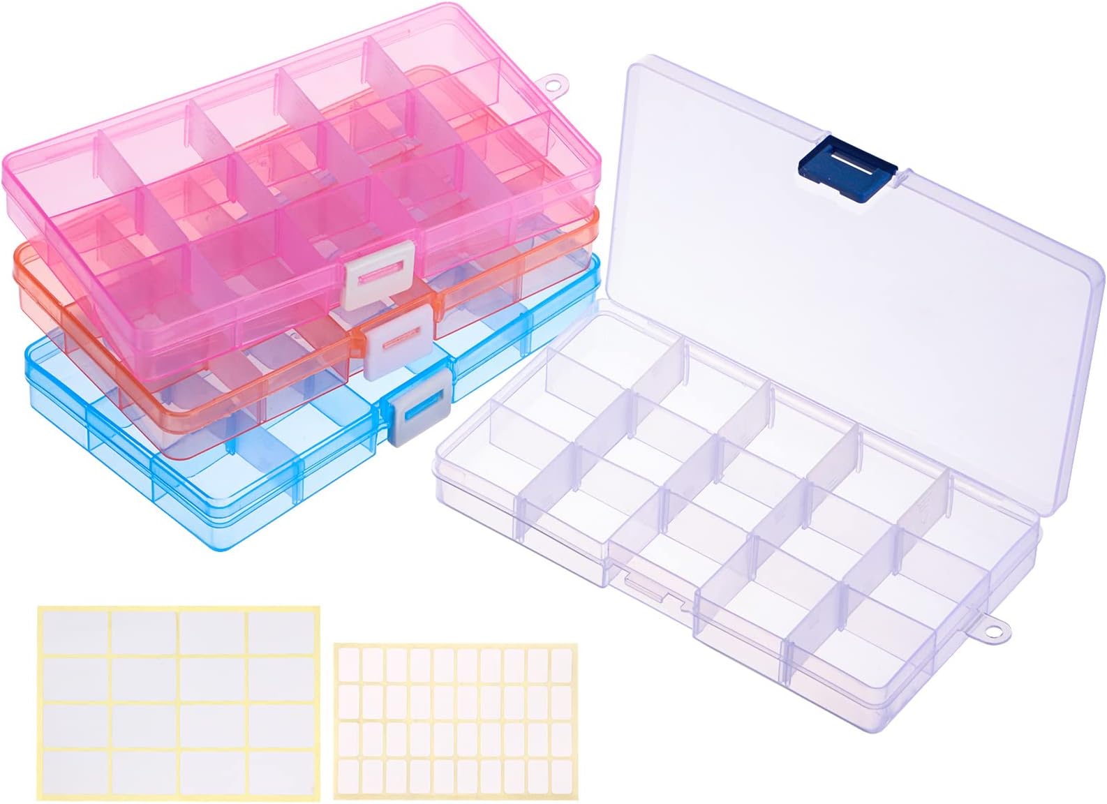 Amazon.com: WYKOO 5 Pack 15 Grids Clear Bead Storage Containers Craft ...