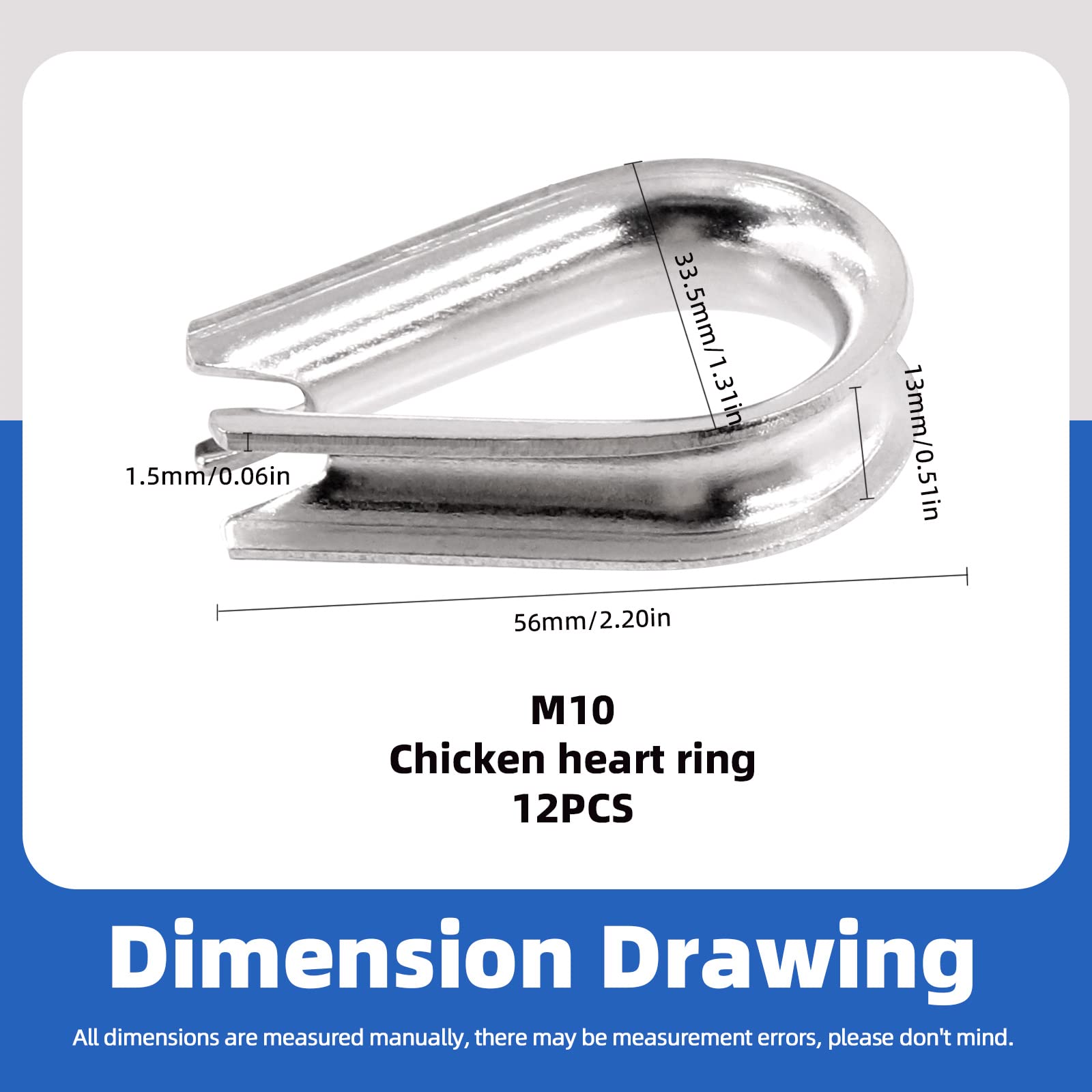 Snapklik.com : Glarks 12Pcs M10 304 Stainless Steel Wire Rope Thimbles ...