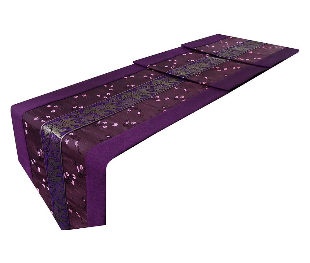 Table Runner - Bed Runner - Purple - Thai Silk & Cotton - Hand Made ...