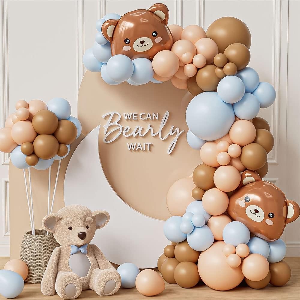 Amazon.com: Bear Balloon Garland Arch Kit 121pcs Brown Blue and Bear ...