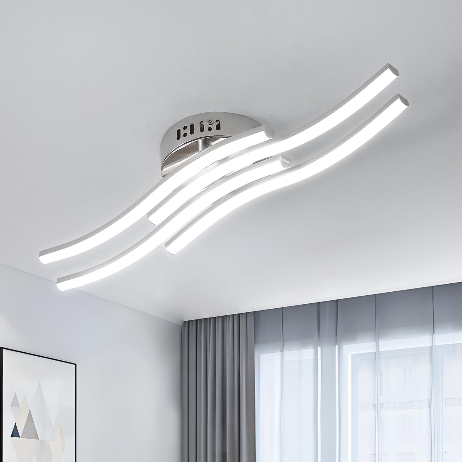 Lumiup Modern Led Ceiling Light Fixture, 4-Lights Wave Design Light ...