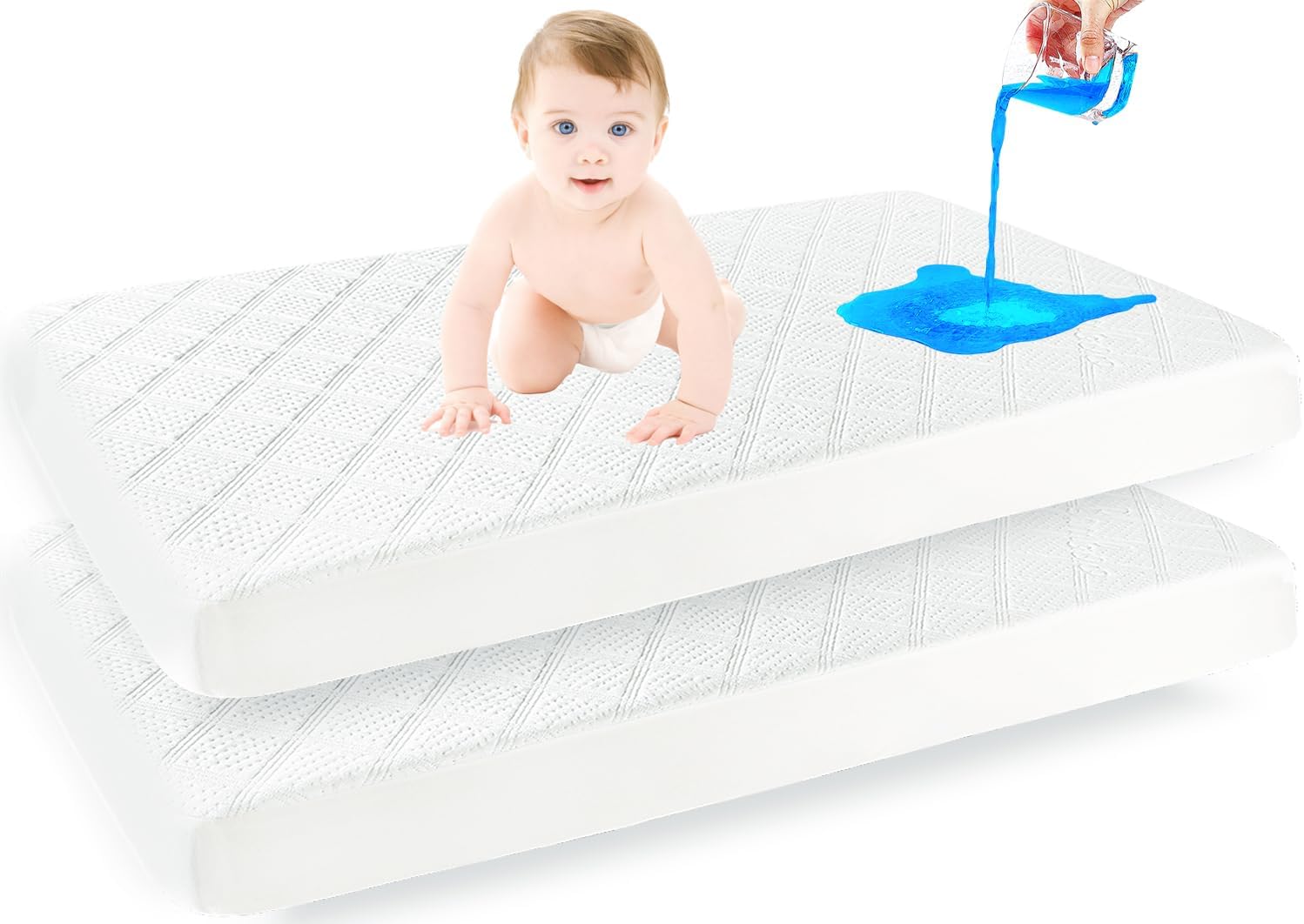 Amazon.com : GRT 2 Pack Waterproof Crib Mattress Protector Rayon Made ...