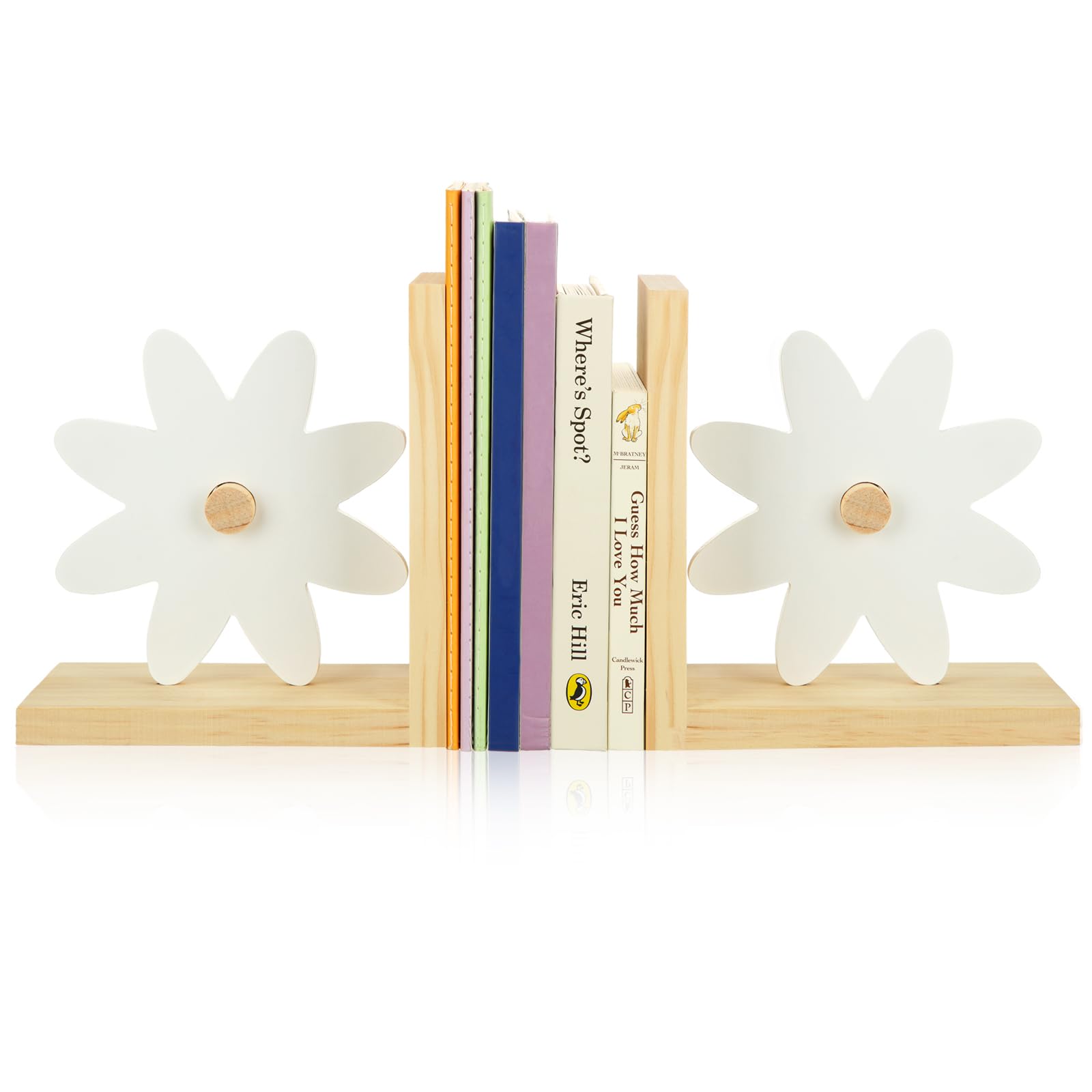 Amazon.com: Harloon 2 Pcs Nursery Decor Daisy Wooden Bookends Pink ...