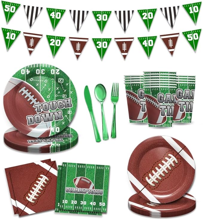 Amazon.com: Piooluialy Football Party Supplies Tableware - Super Bowl ...