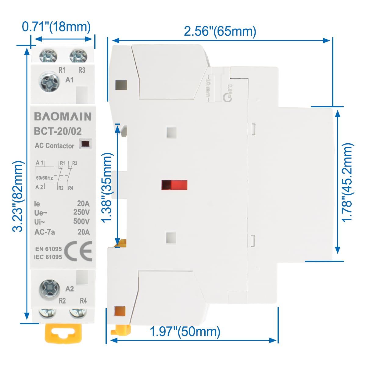 Snapklik.com : 110V AC 2-Pole Modular Contactor, 20A 2NC Normally ...