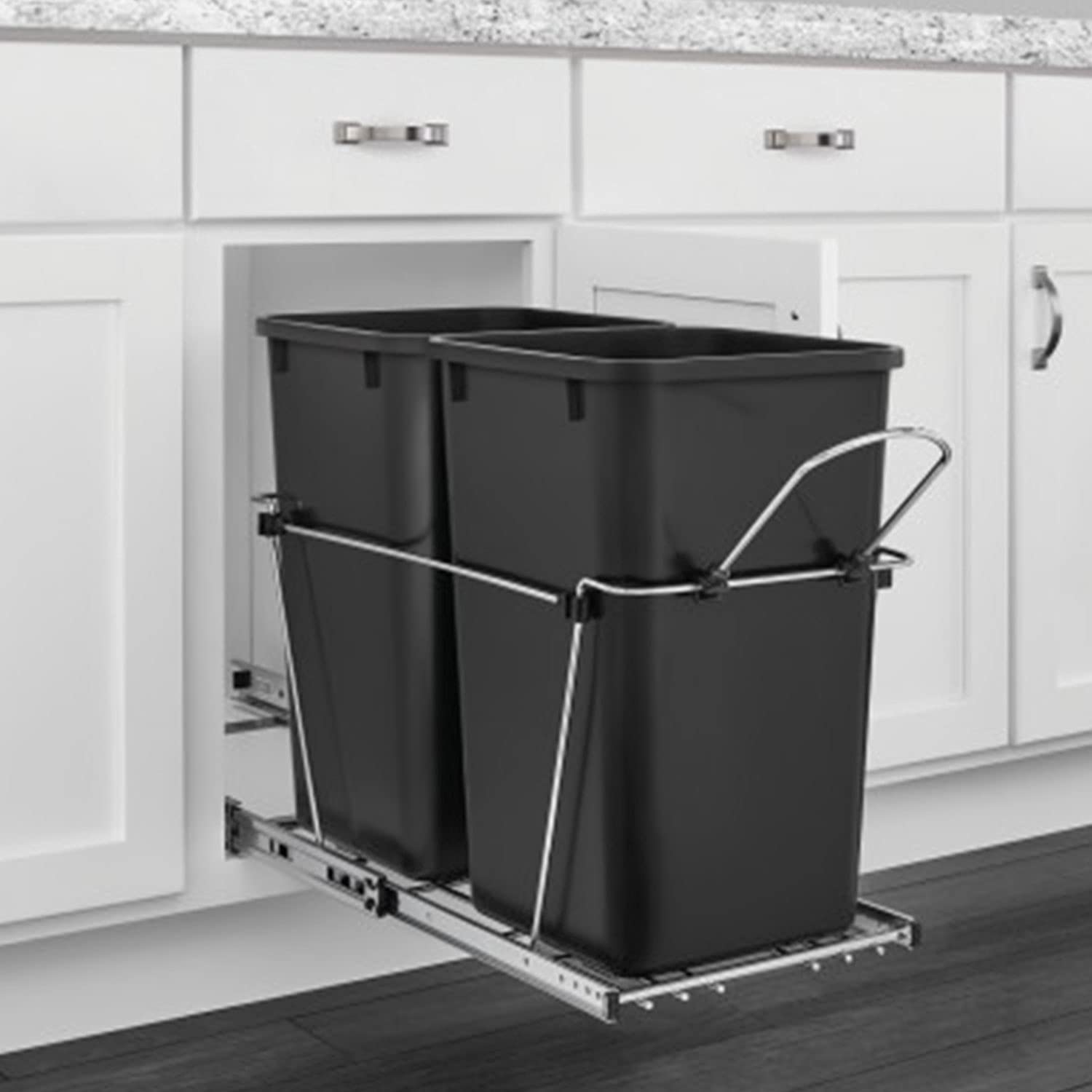 Rev-A-Shelf RV-18KD-18C S Double 35 Quart Sliding Pull Out Trash Can ...