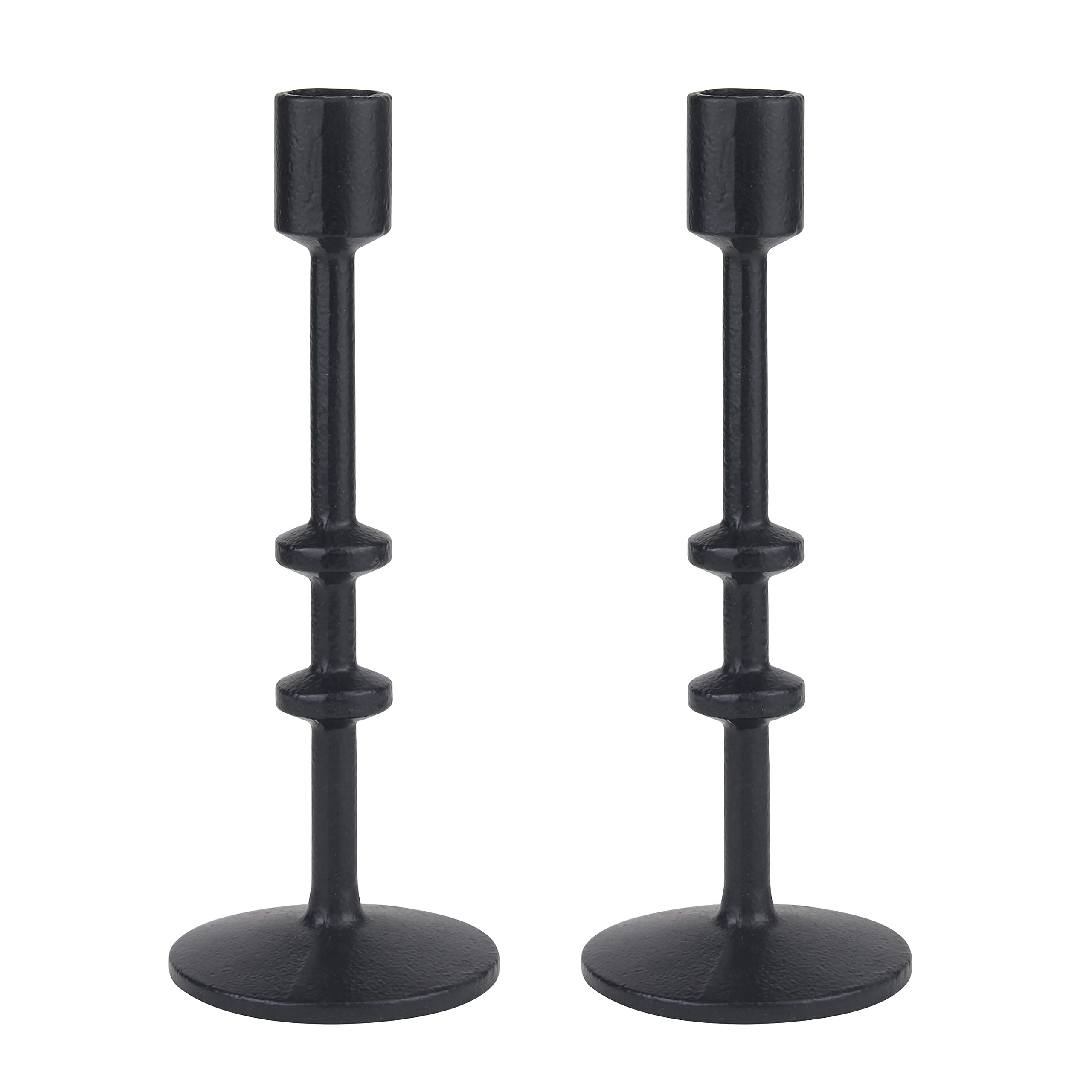 Amazon.com: Stonebriar 9" Black Cast Iron Metal 2pc Taper Candle Holder ...