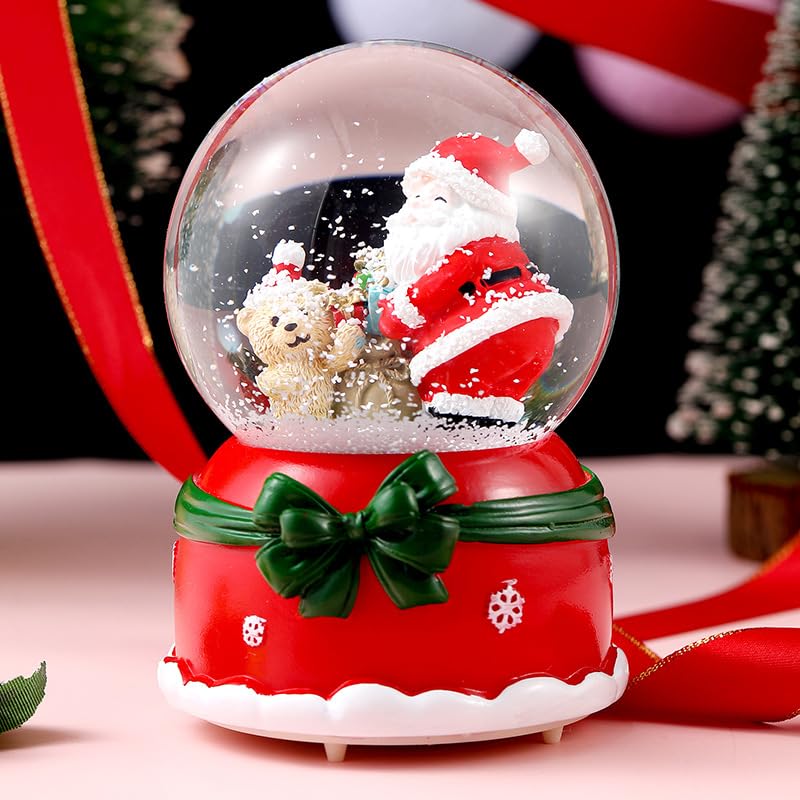 Christmas Musical Snow Globe Light Up Music Box Automatic Snowfall and ...