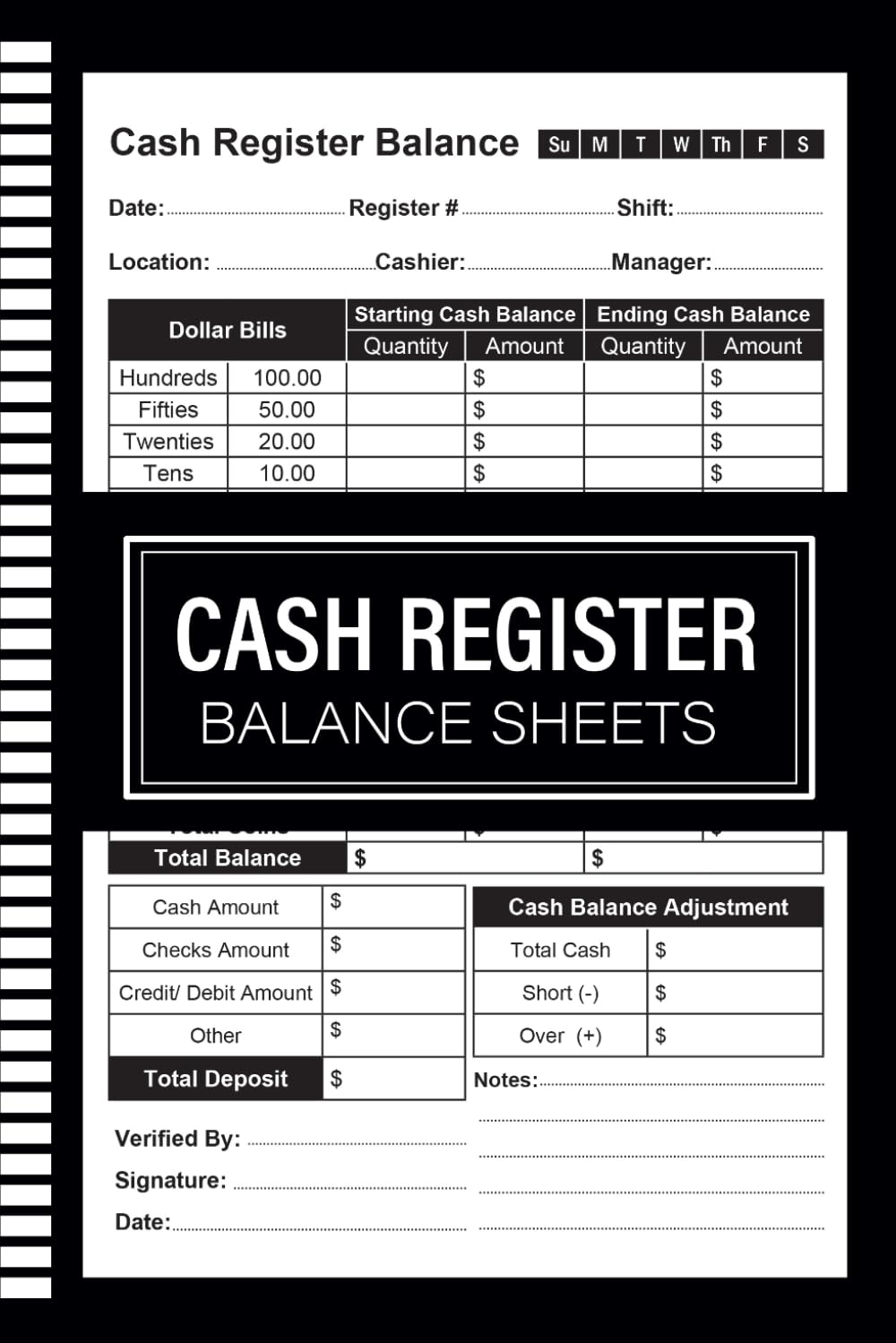 Cash Register Balance Sheets: For Daily Drawer Count Cashier Log Book ...